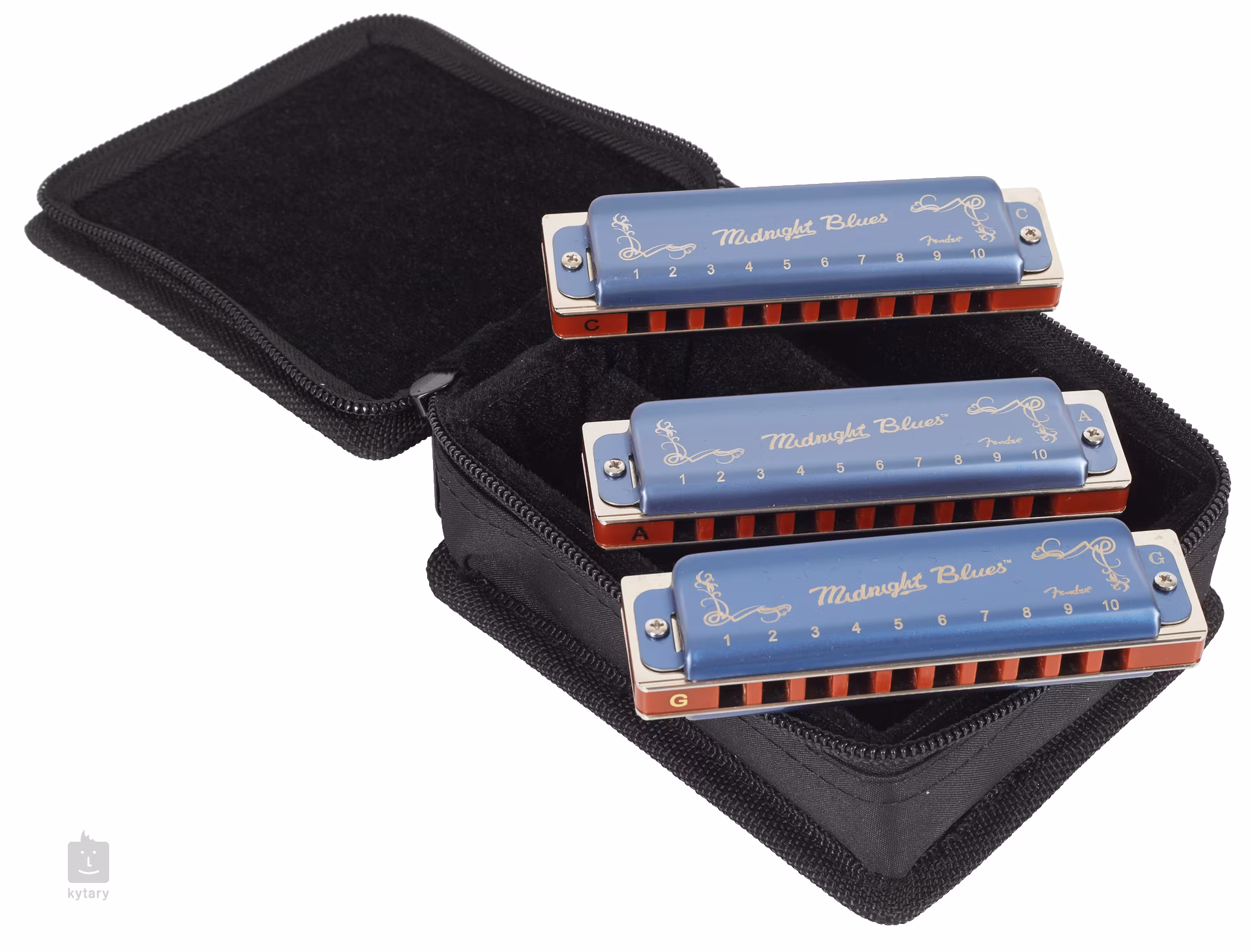 FENDER Midnight Blues Harmonica Pack of 3 with Case Mundharmonika-Set ...