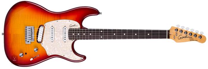 GODIN Progression Plus Cherry Burst Flame RN (poškozené) Elektrická kytara