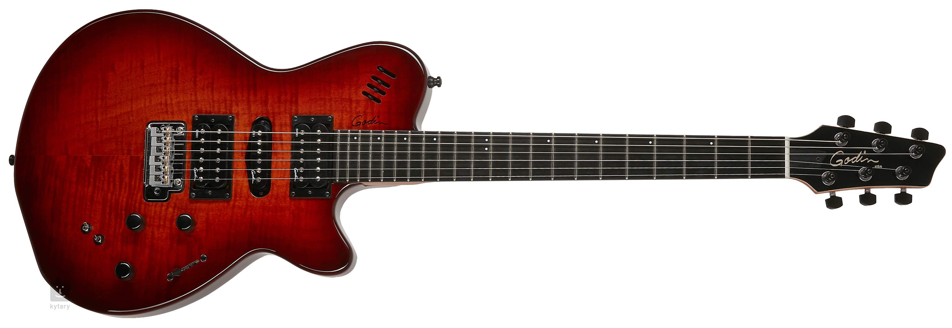 GODIN xtSA Light Burst Flame Elektrická hybridní midi kytara
