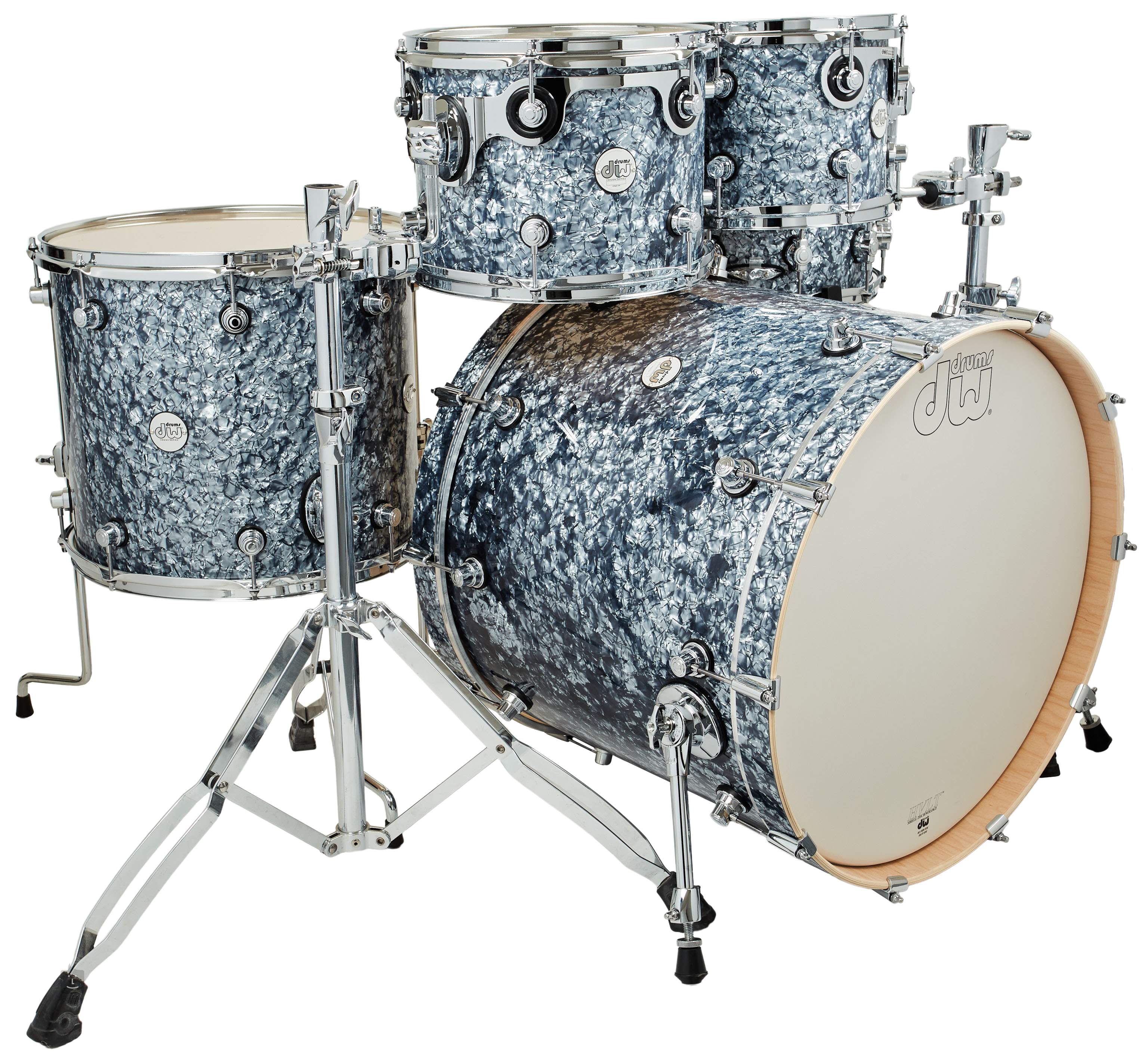 DW Design Silver Slate Marine Rock set + 14" x 6" Snare Drum Bicí ...