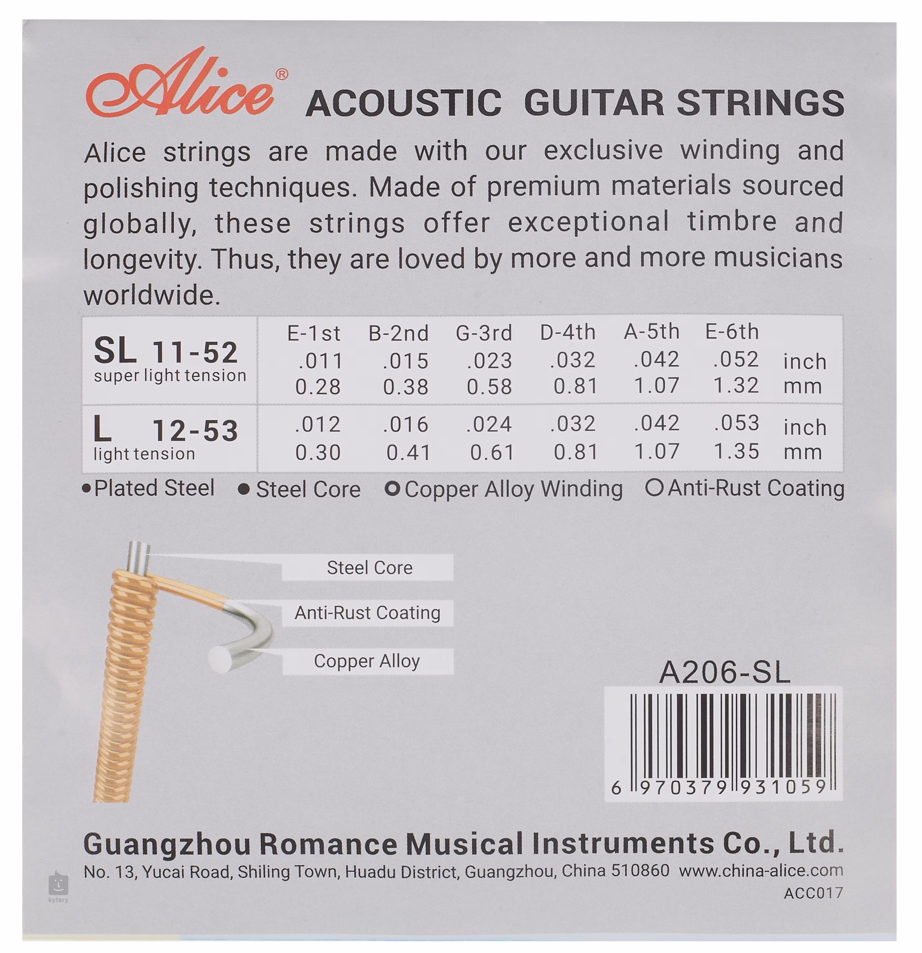 ALICE A206-SL Acoustic Guitar Strings Kovové struny pro akustickou kytaru | Kytary.cz