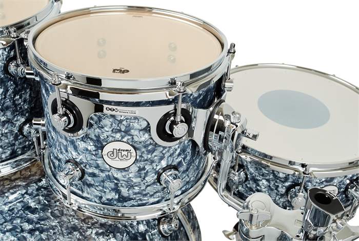 DW Design Silver Slate Marine Rock set + 14" x 6" Snare Drum Schlagzeug ...
