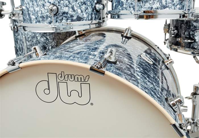 DW Design Silver Slate Marine Rock set + 14" x 6" Snare Drum Schlagzeug ...