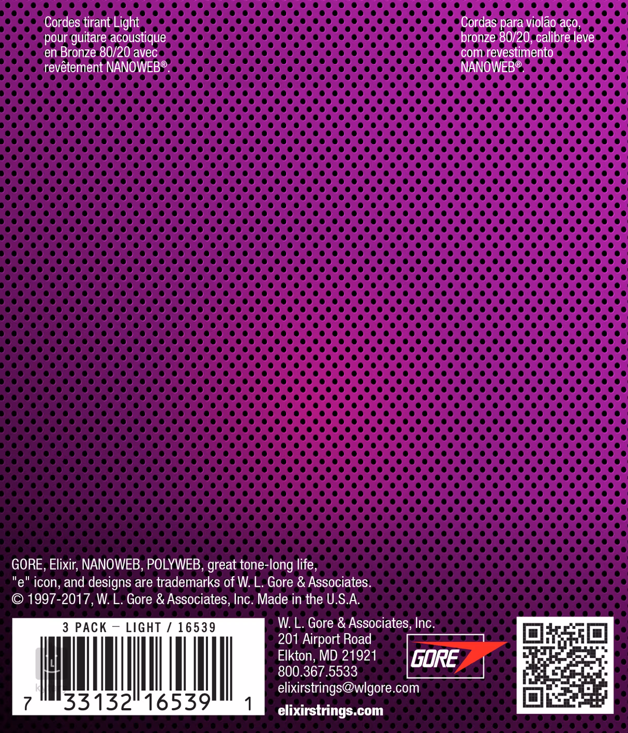 ELIXIR Nanoweb 80/20 Bronze Light 3-Pack (déballé) Cordes en métal pour ...