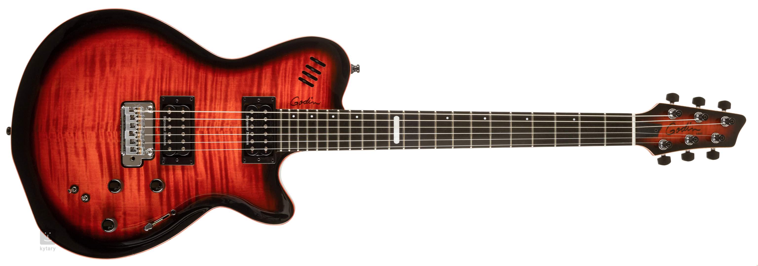 GODIN LGXT SA Cognac Burst Flame AA Mini guitare électrique hybride